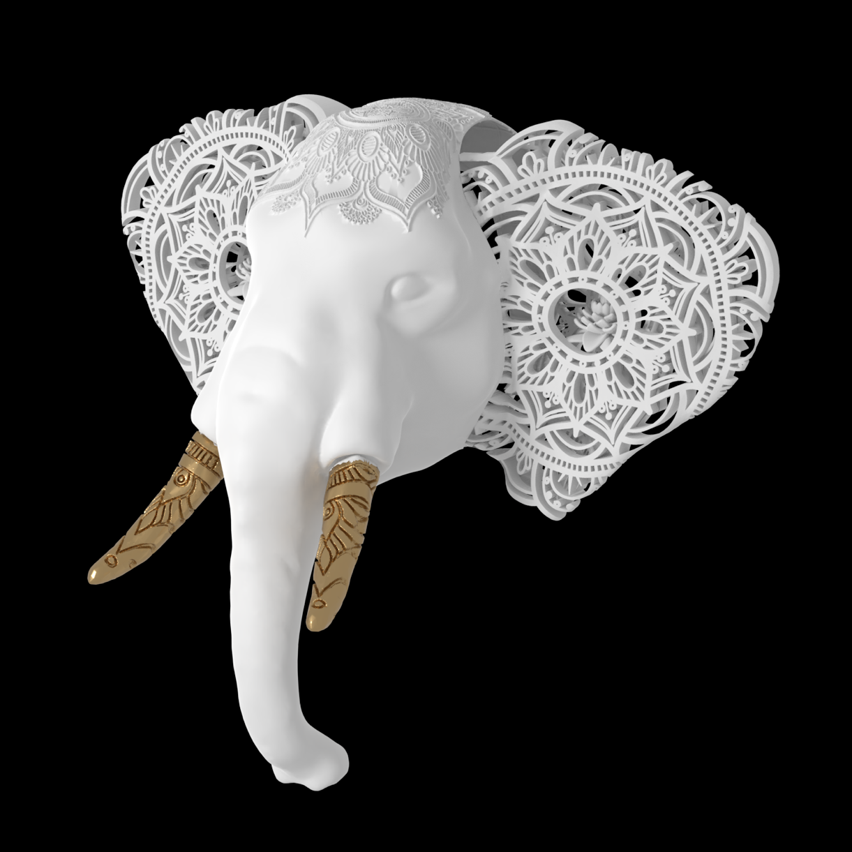 Unique Elephant Wall Lamp in Pure White and Gold – Solvit3D