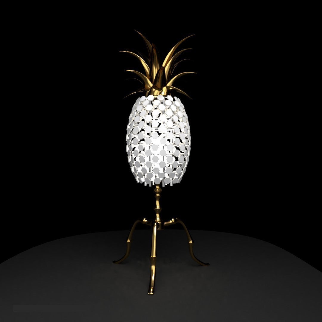 Pineapple Table Lamp in Pure White and Gold – Solvit3D